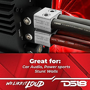 DS18 DPIV1/0 Pair of Copper Dual 1/0 Gauge to 1/0 Gauge Amp Input Reducers with Offset Stub - Adapter to Add Two 0 Gauge Terminals to Single Zero Gauge Terminal Input Amplifier