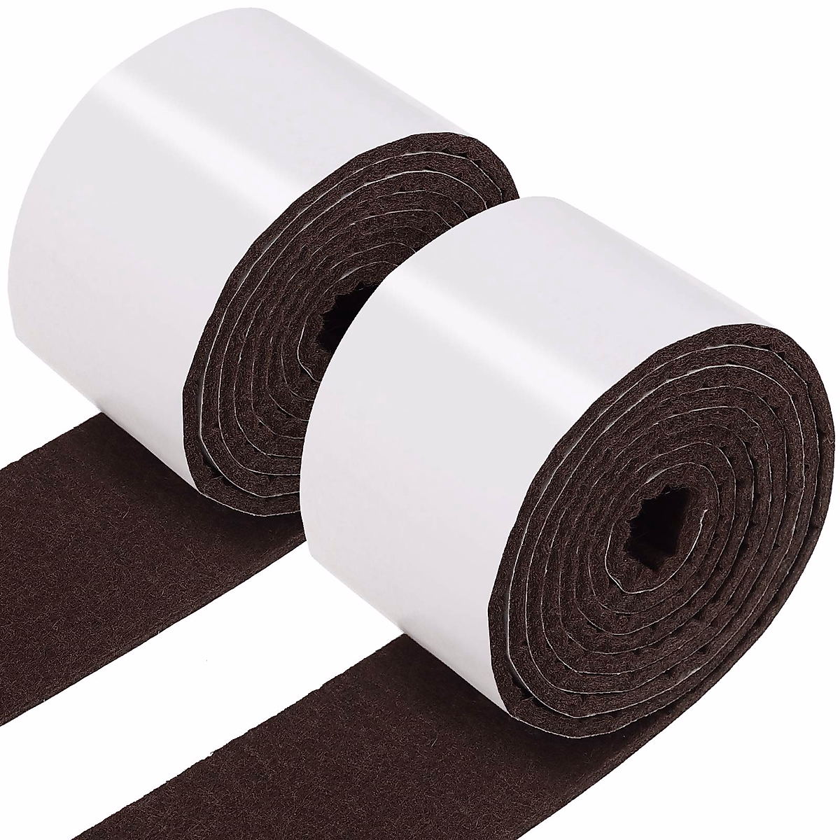Shappy 2 Packs Felt Strips with Adhesive Backing Non Slip Felt Furniture Pads Adhesive Roll Tape for Protecting Hardwood Floors Chair Wall Protector(Dark Brown,120 x 2 x 0.12 Inch)