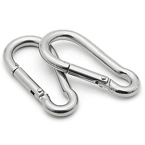 Lind Kitchen 2-Pack M5 Ceiling & Wall Mount Hanging Hardware Fitting Set 304 Stainless Steel Heavy Duty Strip Pad Eye Hook Plate + Snap Hook for Yoga Hammock Swing Marine Boat Application