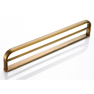 ONEMTB Brass Bath Towel Rack Double Rod, Wall Mounted Towel Holder Length 57.5cm, Euro Towel Bar for Bathroom, Kitchen, Home Décor-Golden (Color : Yellow Antique)