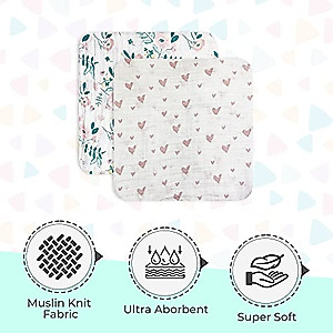 MODERN BABY Muslin Swaddle Blankets Newborn 2 Pack Soft Baby Wraps for Baby Girl 100% Cotton, White Floral
