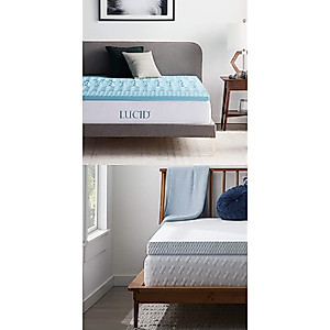 LUCID Gel Infused Memory Foam Mattress Topper with Cover – 2 Inch Mattress Topper – 5 Comfort Zones Relieve Pressure – CertiPUR-US Certified Foam - Queen