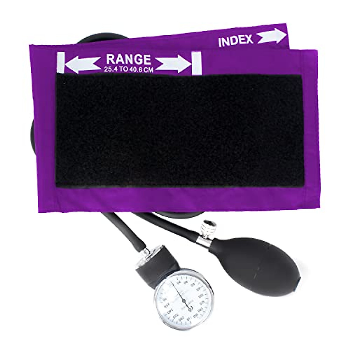 Dixie EMS Aneroid Sphygmomanometer and Dual Head Stethoscope Set with Adult Size Blood Pressure Cuff, Calibration Key and Carrying Case – Purple