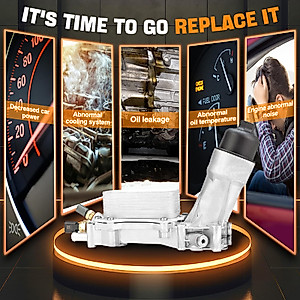 WEILEITE 68310865AB 3.6 Engine Oil Cooler Filter Housing Adapter Compatible With Dodge Journey Charger Challenger Caravan Ram ProMaster Jeep Wrangler Grand Cherokee Chrysler 200 300 2017 2018