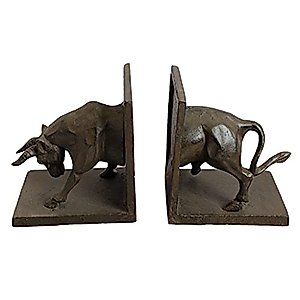 Book Ends for Shelves Bookends Iron Art Bullfighting Book Ends Bookshelf can Accommodate Heavy Books Anti-Skid Bookend Office Living Room Meeting Room Decoration Office Book Stand