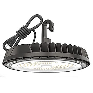 HYPERLITE LED High Bay Light 150W 21,000 lm 5000K LED UFO Light 5' Cable with US Plug for Factory Warehouse Workshop Gym Barn Garage 2022 New UL Listed