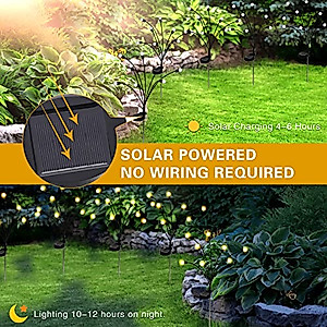 ARGANOL Solar Powered Firefly Lights Outdoor Waterproof 4-Pack, Swaying as Wind Blows, 8 LED Bulbs, Solar Garden Lights, Warm White, Outdoor Decorative Lights for Pathway Yard Patio Decorations