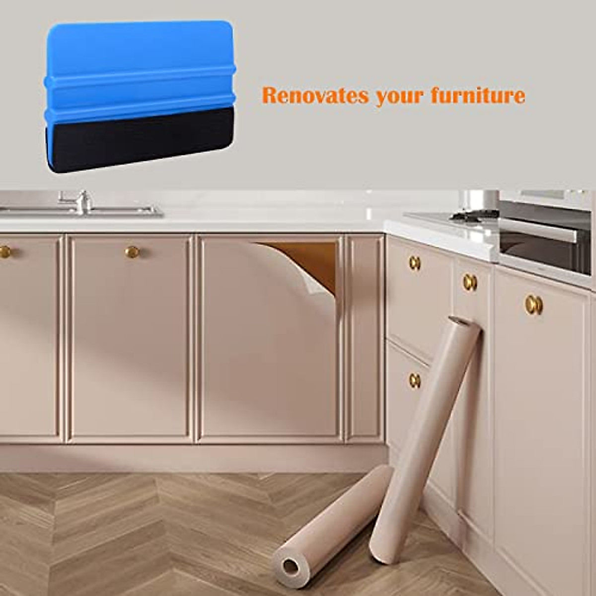 EHDIS 10pcs Vinyl Squeegee Felt Edge Squeegee 4 Inch Car Vinyl Scraper Decal Applicator Window Tint Tool with Black Fabric Felt Edge-Blue