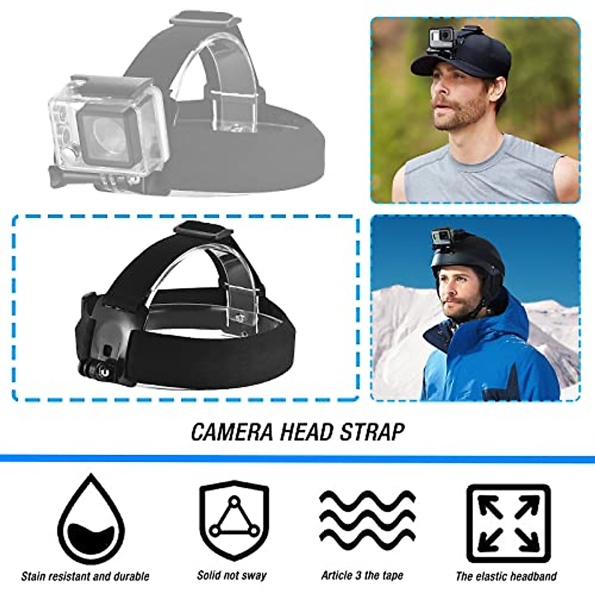 Accessories Kit for Insta360 One X3 X2 X RS R GO 2, Head Strap Mount + Chest Mount Harness + Backpack Clip Holder + 360°Rotating Wrist Strap Compatible for GoPro Hero 11 10 9 8 7
