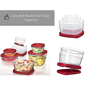 Rubbermaid Easy Find Lids Food Storage Containers with Lids - BPA-Free Durable Plastic Food Containers Great for Home, School, Travel - Freezer, Microwave, and Dishwasher Safe - 28 Piece Set - Red