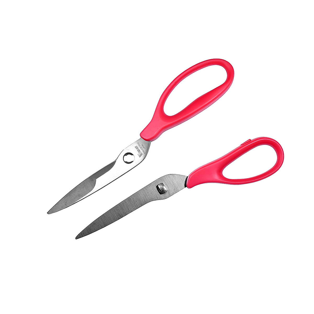 Seki Japan V.ROAD Heavy Duty Kitchen Scissors, Multifunctional Utility Shears, Stainless Steel Blade Red PP Soft Handle for Meat, Vegetable