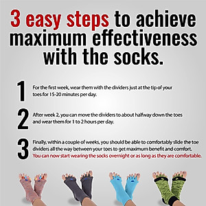 My Happy Feet Foot Alignment Socks with Toe Separators for Men or Women | Light Blue (Medium)