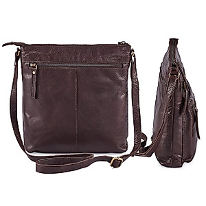 Wise Owl Accessories Real Leather Crossbody Bags and Purses for Women Bundled with RFID Blocking Long Bifold Card Case Wallet (Coffee set of 2)