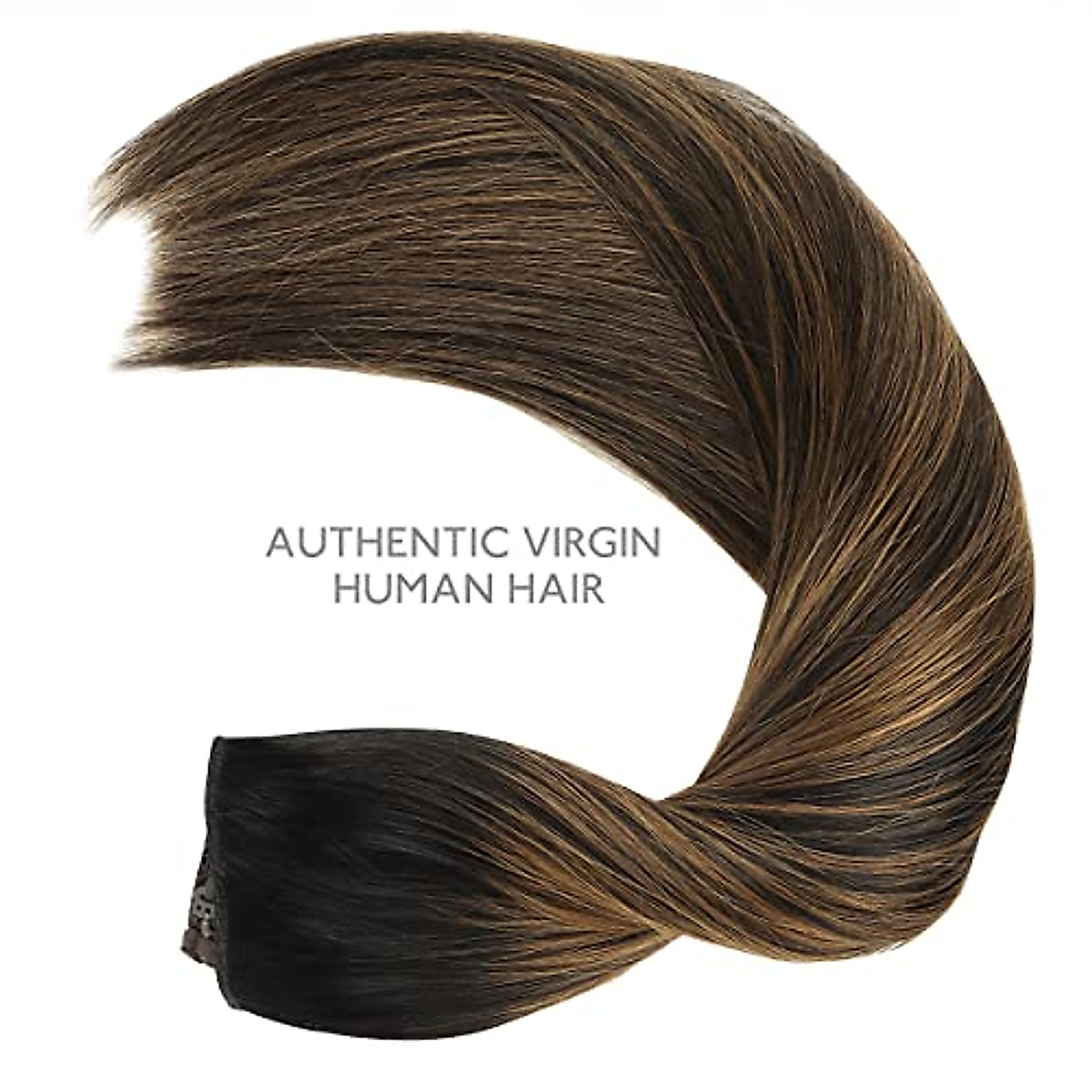 WENNALIFE Wire Hair Extensions (Increase 50% Lifespan) Real Human Hair 14 inch 75g Natural Black Chestnut Brown Remy Hair Extensions Invisible Transparent Wire Hair Extensions Real Hair Extensions