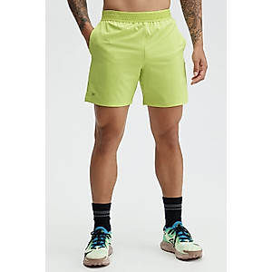 Fabletics Men's The Fundamental Short, Workout, Running, Training, Gym, Yoga, Ultra Lightweight, Athletic, 7" Inseam, M, Faded Lime