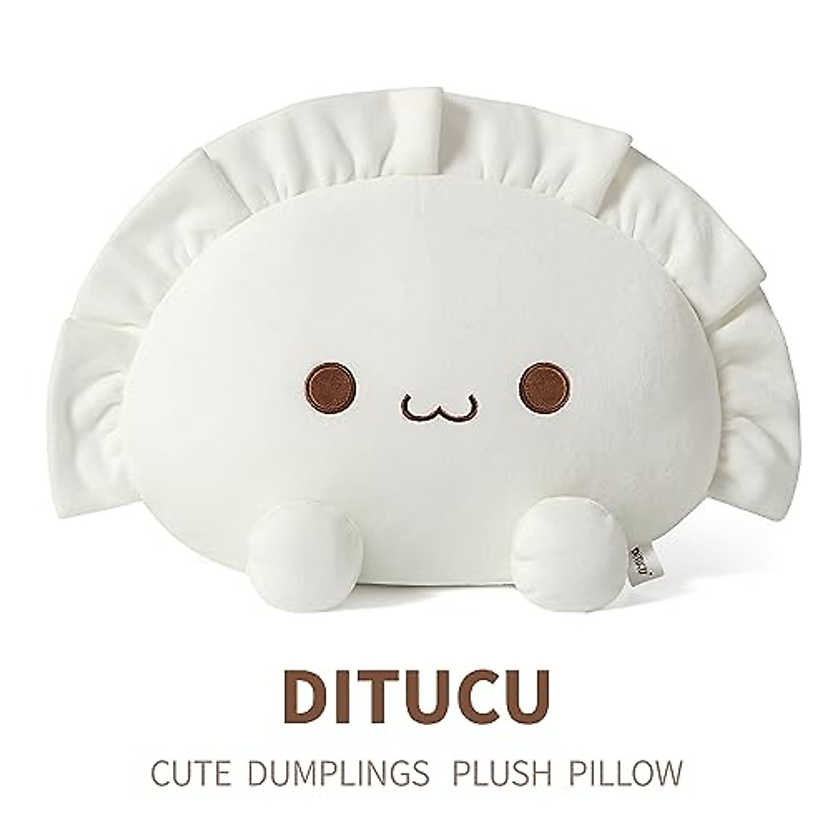 Ditucu Cute Dumpling Plush Pillow Funny Food Soup Dumpling Plushie Kawaii Stuffed Aniamls Toys Hugging Gifts for Kids White 14 inch