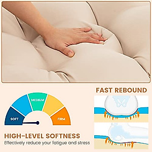 Giantex Outdoor Bench Cushion, 52 x 19.5 Inch Thick Tufted Patio Cushion Pads for Garden Sofa Settee Couch, Loveseat, Waterproof Patio Furniture Swing (Beige)