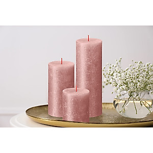 BOLSIUS Pink Shimmer Metallic Pillar Candles 4 Pack - 2.75 X 5 Inches - Premium European Quality - includes Natural Plant-Based Wax - Unscented Dripless Smokeless 60 Hour Party & Wedding Candles
