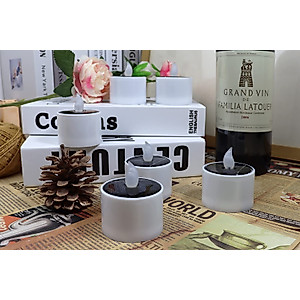 6pcs Solar Window Candles Outdoor Waterproof Flameless Flickering Led Tealights Solar Emergency Candles with Sensor Dusk to Dawn for Lantern Garden Camping Party Halloween Christmas Home Decor