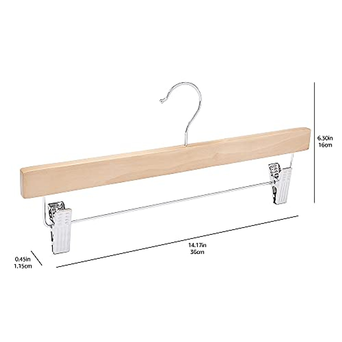 Amazon Basics Wooden Hangers with Clips - Natural, 10-Pack