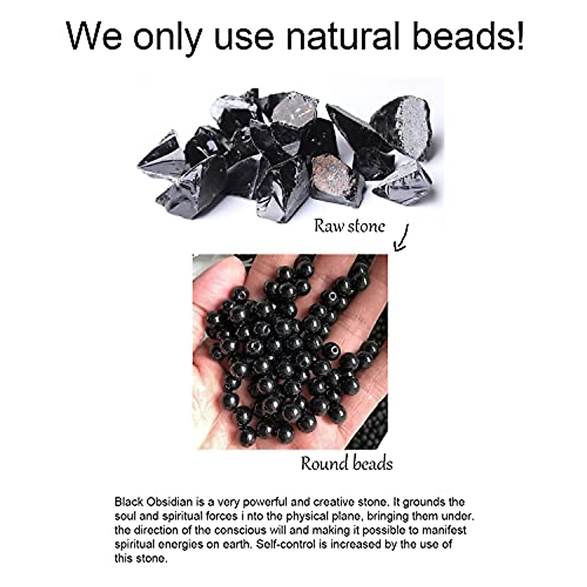 Jewever Black Obsidian Anklet Bracelet for Women crystals and healing stones Beach Foot Beaded Adjustable(8.5-10 Inches)