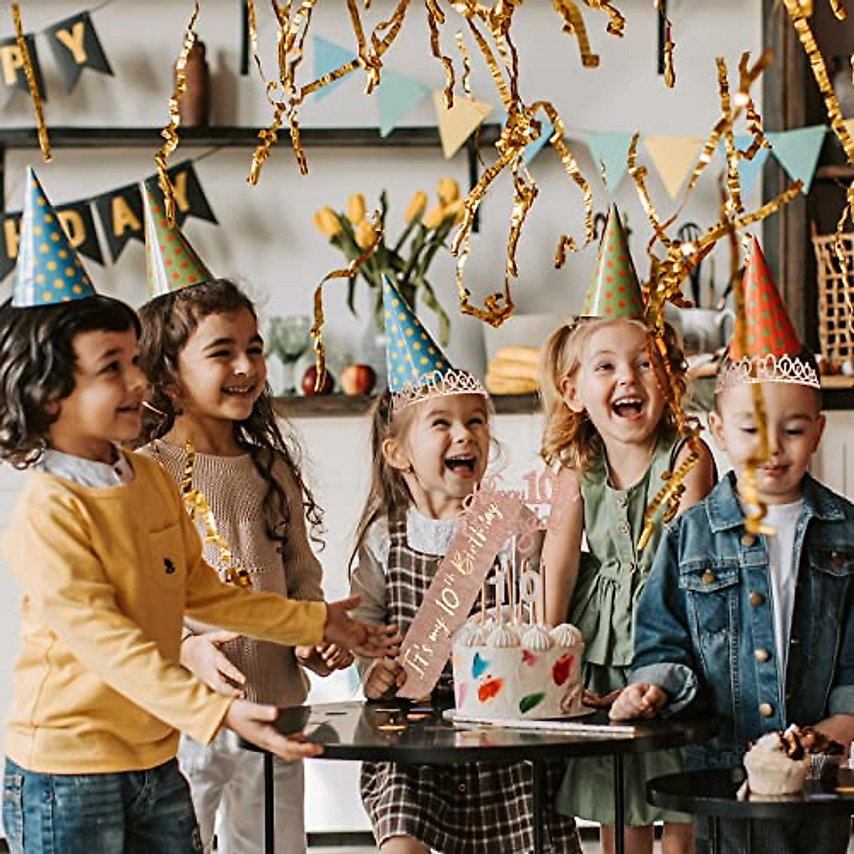 AIEX 4pcs Rose Gold Birthday Decorations Kit, Including Birthday Crown and Sash Cake Topper Cake Number Candles Birthday Girl Decorations(10th Birthday)