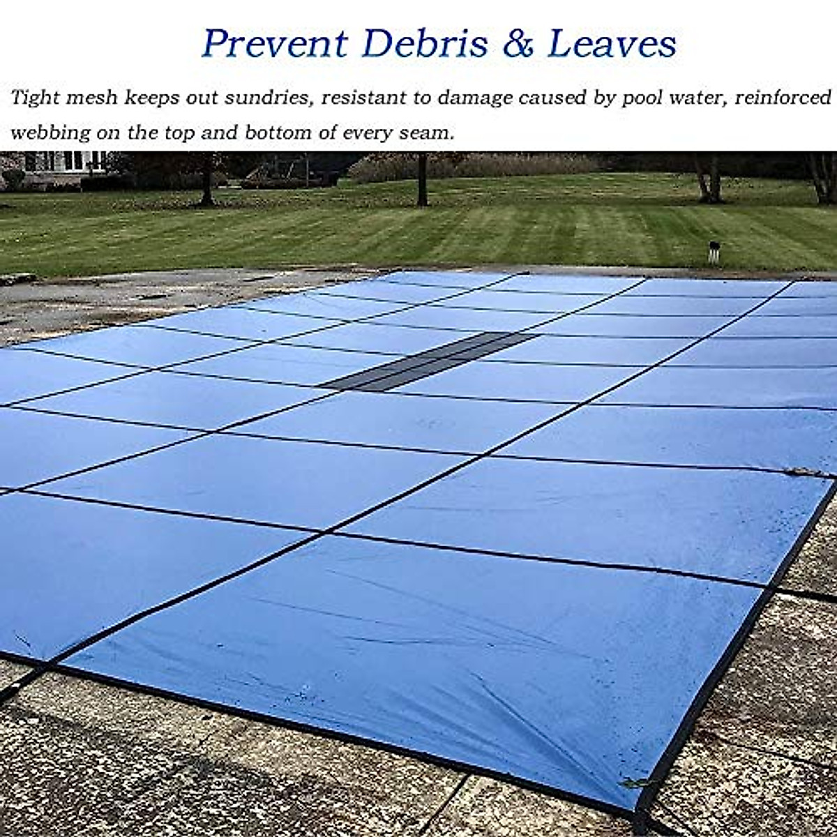 YXX- Outdoor Garden In-Ground Swimming Pools Winter Safety Cover, Blue, Prevent Debris & Leaves, Easy Installation, Includes All Needed Hardware (Size : 5×5m/16.4×16.4ft)