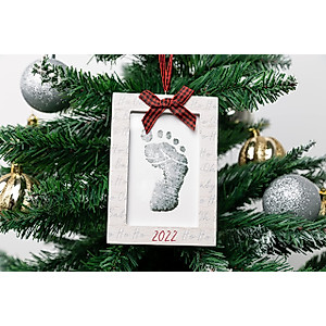 Kate & Milo 2022 Baby's Footprint Christmas Ornament, Fill in Baby's Print Holiday Ornament with Included Ink Pad, Gift for New and Expecting Parents