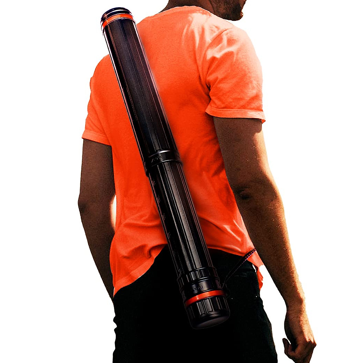 VViViD 17.5” - 29.5” inch Black Telescoping Storage Tube, with Carrying Strap, for Posters, Documents, Art, Blueprints, and More