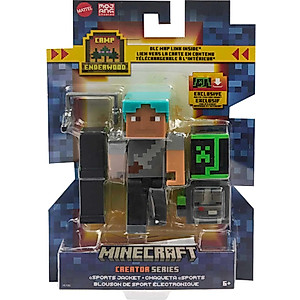 Mattel Minecraft Creator Series Action Figure & Accessories, 3.25-inch Scale Camp Enderwood eSports Jacket Toy & DLC Codes