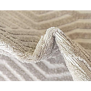 Unique Loom Sabrina Soto Outdoor Collection Modern, Vibrant, Carved Area Rug, 2 ft x 6 ft, Beige