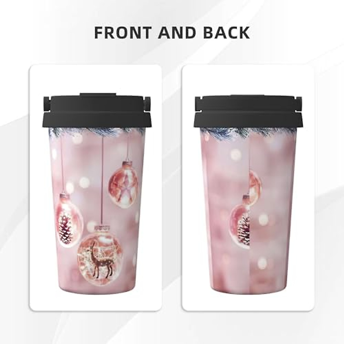 WANGXUEE Red Christmas Ball Print 500ml Stainless Steel Travel Tumbler Double Wall Vacuum Insulated Coffee Mug