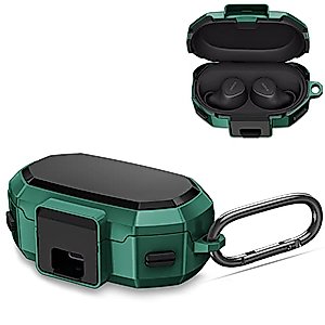 Jiunai for Jabra Elite 7 Pro Case/Elite 7 Active Case, Secure Lock Design Shockproof Protective Bumper Corner Protection Portable Matte Case with Carabiner for Jabra Elite 7 Pro Elite 7 Active Green