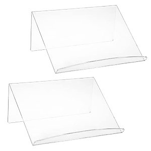 BTSKY 2 Pack Acrylic Book Stand and Cookbook Stand with Smooth Arc Angle Ledge Clear Book Holders for Reading Hands Free Sturdy Cookbook Holder Recipe Book Display Stand