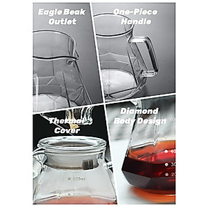 HYAXGM Pour Over Coffee Maker Set，20oz/600ml Pour Over Coffee Dripper & Glass Lid，Metal Dripper Stand and 100 Count Paper Coffee Filters，4 in 1 Set for Home or Office