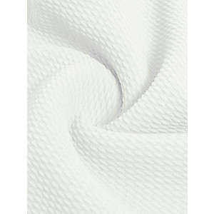 SweatyRocks Women's 2 Pieces Swimsuit High Waist Scalloped Trim Lace Up Bikini Set Plain White L