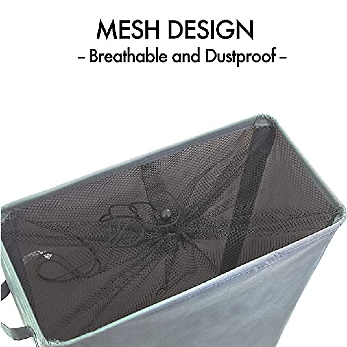 Mziart 22" Rolling Laundry Baskets on Wheels, Collapsible Slim Laundry Hamper Canvas Flexible Laundry Bag Storage Bin Organizer Dirty Clothes Sorter for Laundry Room Organization and Storage (Grey)