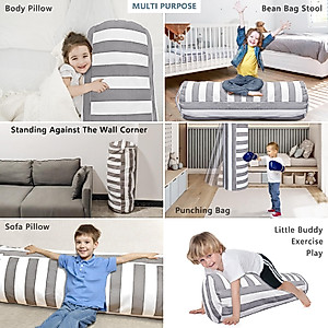 UVIAHOMI Stuffed Animal Storage Bean Bag Cover for Kids, Bean Bag Stuffed Animal Storage for Boys and Girls - Organize, Sit, Play, Box Help Promote Comfort - X-Large, Cylinder, Premium Cotton Canvas