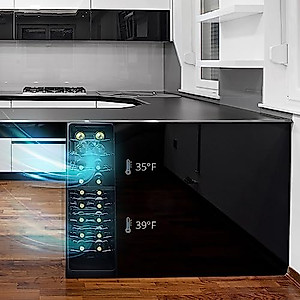 Koblenz 18-Bottle Free Standing Single Zone Fridge and Chiller Wine Cooler, Black