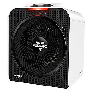 Vornado Velocity 3 Space Heater with 3 Heat Settings, Adjustable Thermostat, and Advanced Safety Features, White, Small