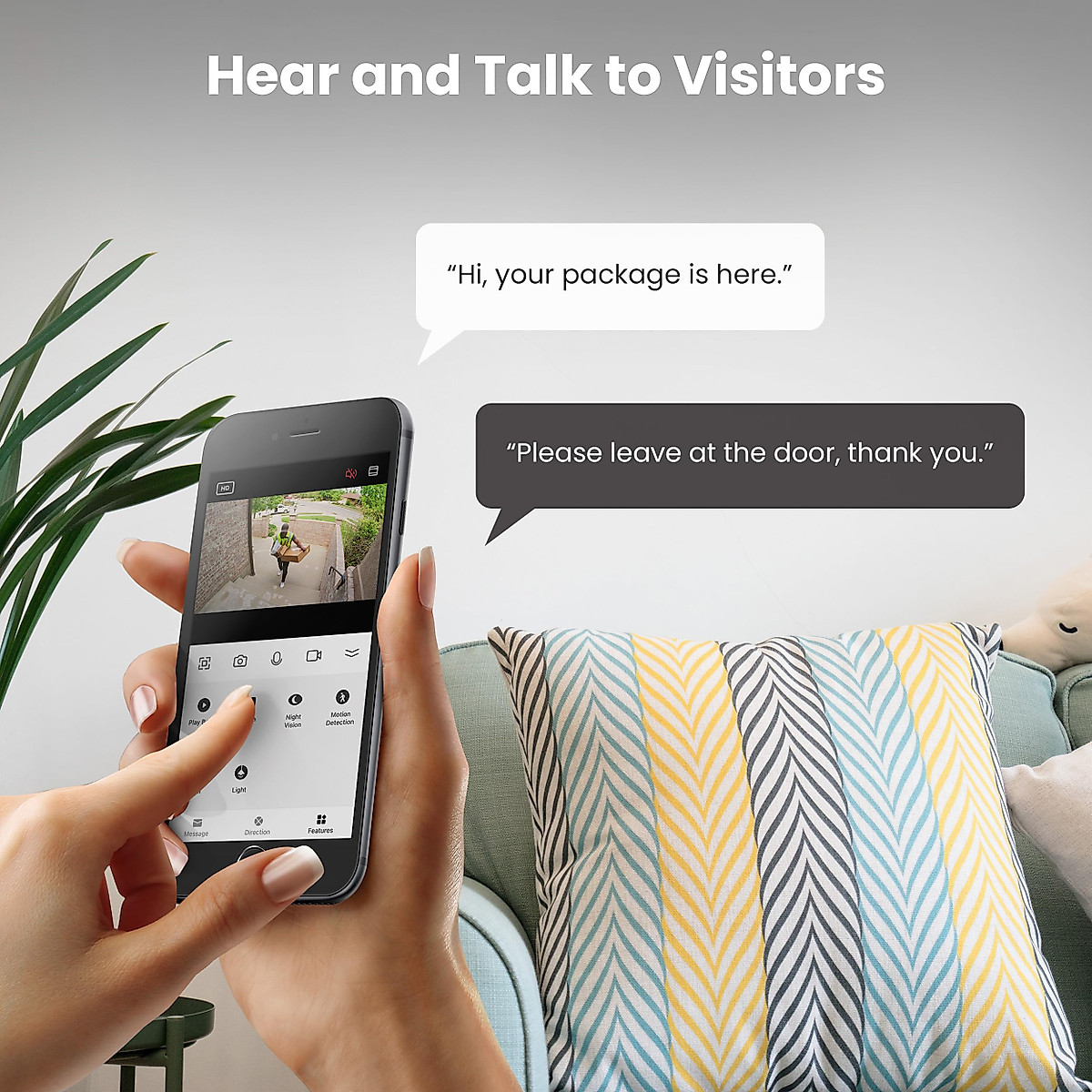 Feit Electric CAM/WM/WiFi/BAT 1080p HD Outdoor Battery Powered WiFi Smart Home Security Camera with Night Vision, 2-Way Audio, White