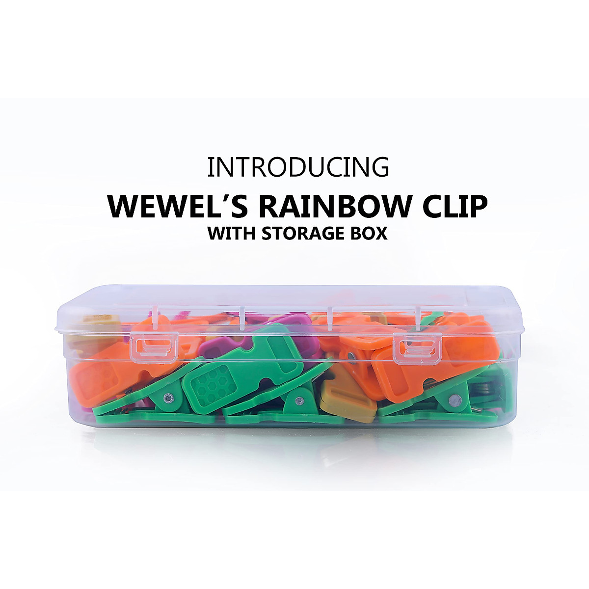WEWEL Plastic Laundry Clothespins for Hanging Clothes 36 Pack, Multipurpose Windproof Cloth Clips, Indoor Outdoor Heavy Duty Cloth Pegs for Hanging Clothes, with Delux Storage Box