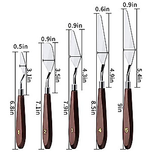 Cake Cream Spatula 5 Pieces/Set Stainless Steel Frosting Spatula Baking Pastry Tool Mixing Scraper Set Cake Icing Oil Painting Decorating Scraper Cream Toner Tool
