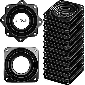 24 Pcs Lazy Susan Hardware Turntable Bearings 3 Inch Square Rotating Bearing Plate Swivel Plate Lazy Susan Square for Serving Trays, Kitchen Storage Racks, Craft Table, Makeup Holder, 0.34 Inch Thick