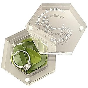 Golden Rain Custom Acrylic Ring Box Clear Hexagon Ring Box Wedding Ring Bearer Box Engagement Proposal Ring Storage Gift (Transparent)