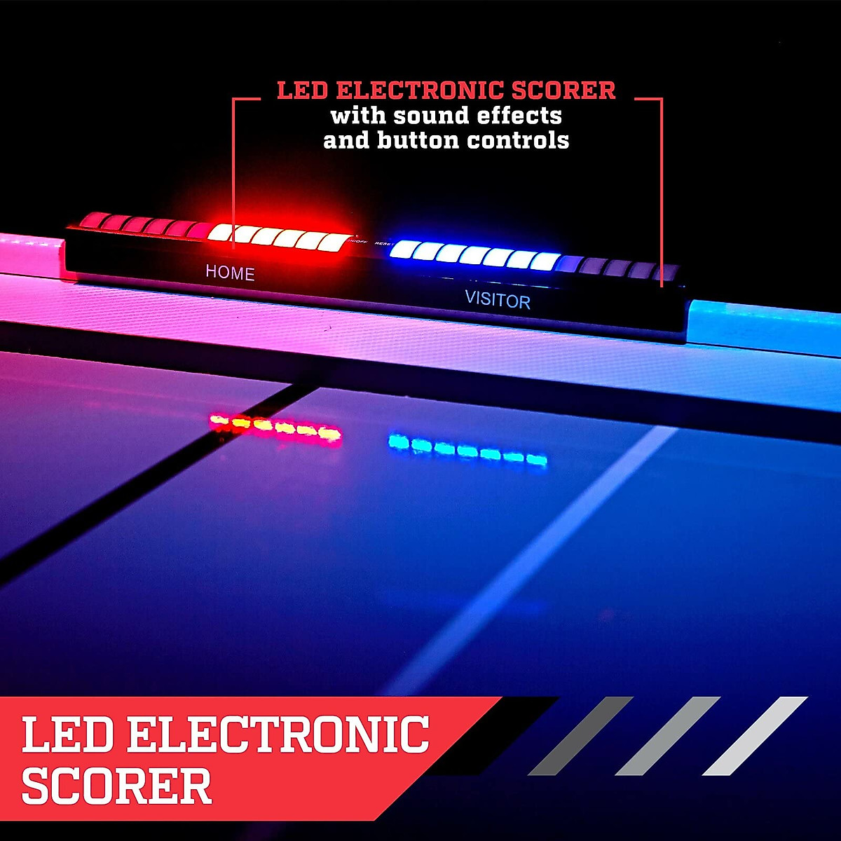 Air Hockey Game Table with Table Tennis Top Set ESPN 72 inch Power Play 2 in 1 for Kids & Adults Arcade Style LED Electronic Scorer Includes Accessories 2 Pushers & 2 Pucks, for Game Room Garage White