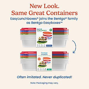 EasyLunchboxes® - Oval Lunch Boxes - Reusable 4-Compartment Food Containers for Work, Travel and Meal Prep, Set of 4, (Classic)