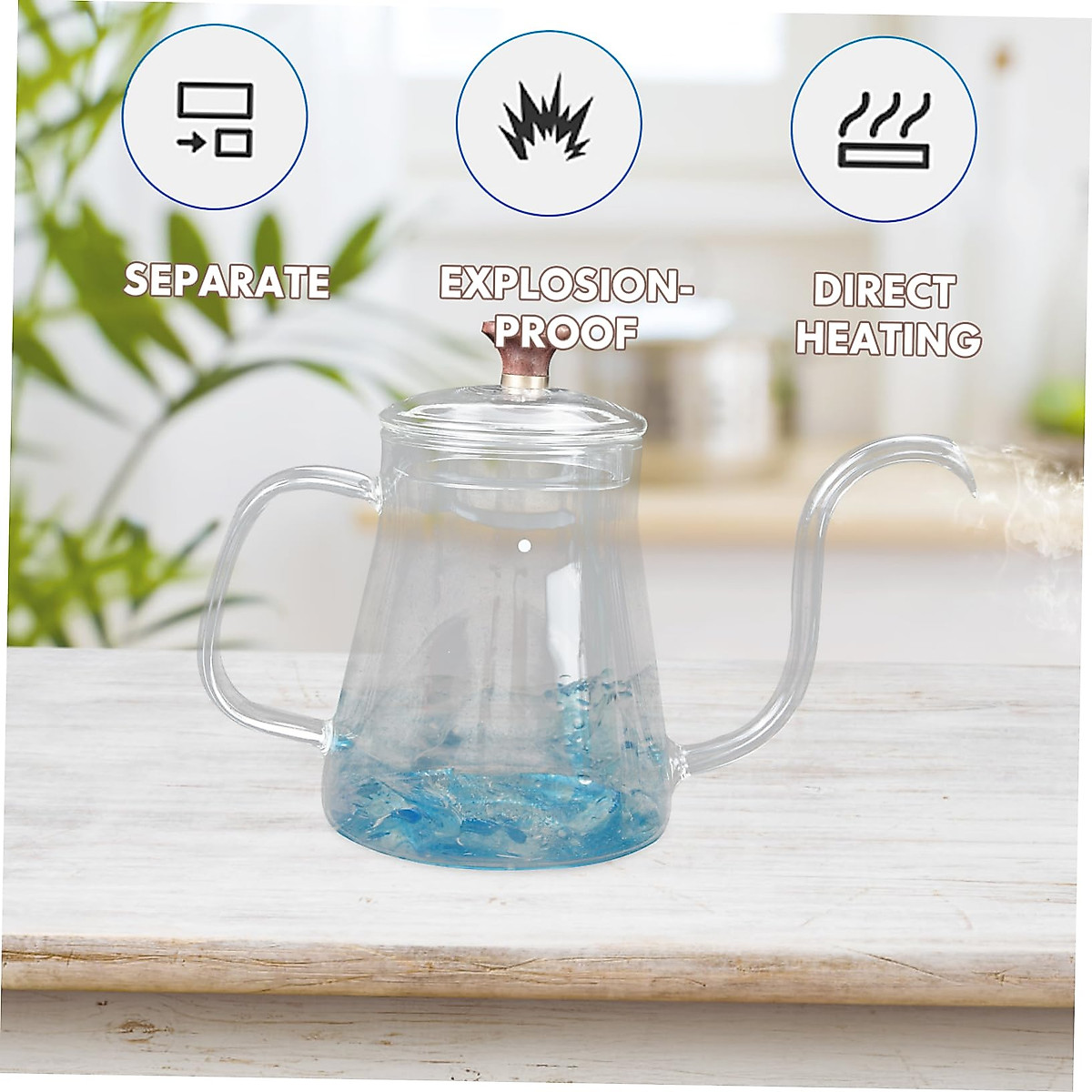 GRADENEVE Coffee Hand Pot Hand Drip Coffee Kettle Long Spout Coffee Kettle Clear Coffee Kettle Espresso Coffee Maker Goose Neck Teapot Gooseneck Kettle Stovetop Thermal Carafe Glass