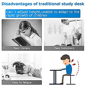 FDW Height Adjustable Multifunctional Children's Study Desk Table Chair Set with Drawer for Kids (Blue)