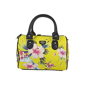 Liquor brand Aloha Hawaiian Luau Hawaiian hibiscus print Round Purse Handbag (Yellow)